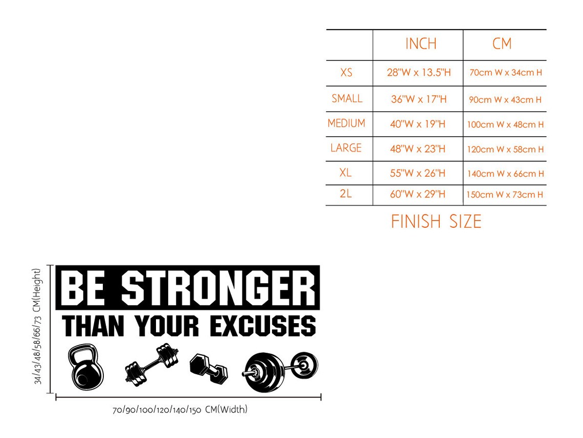 Be Stronger Than Your Excuses Sticker Gym Wall Decal Exercise - Etsy