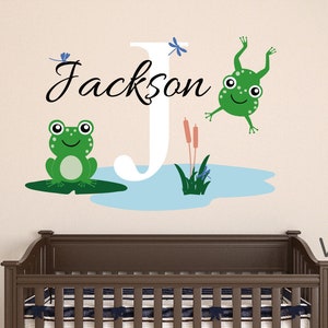 Personlized Monogram Name With Cute Frog Decals Wall Stickers Jumping ...