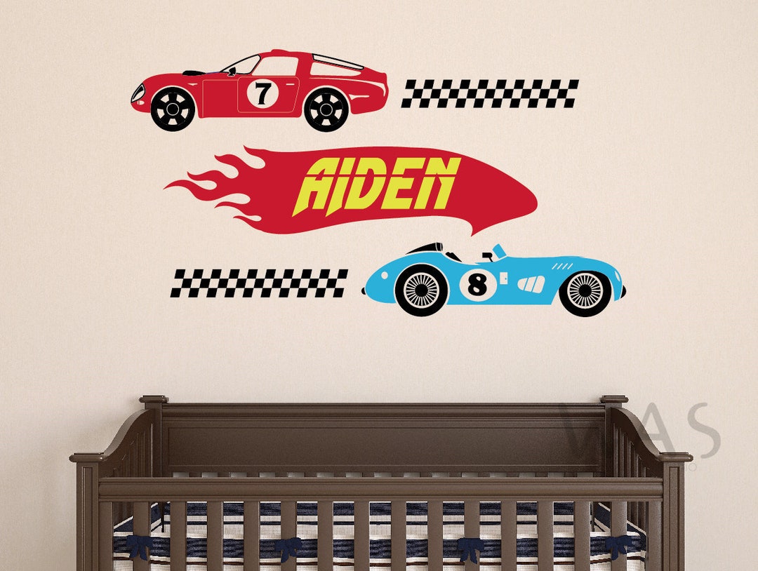 Personalized Race Car Name Wall Decal - Racing Wall Decals - Nursery ...