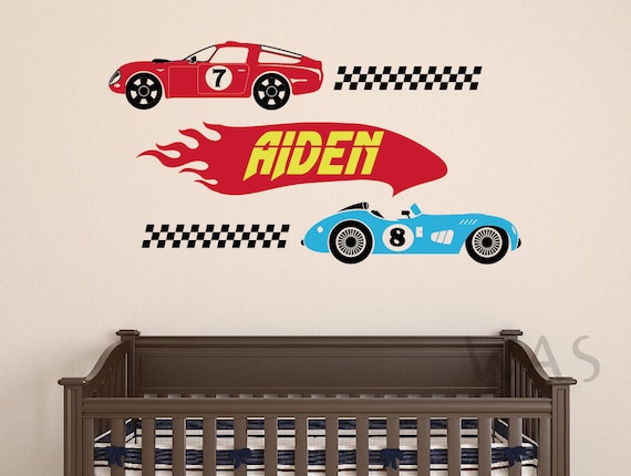 Personalized Race Car Name Wall Decal Racing Wall Decals | Etsy