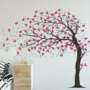 Blowing Tree Wall Decal , Large Tree Wall Decal, Girls Room Decal ...