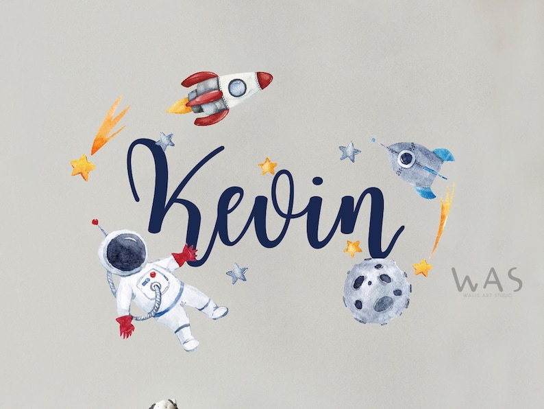 Custom Name Astronaut Wall Decal, Nursery Bedroom Decor - Etsy