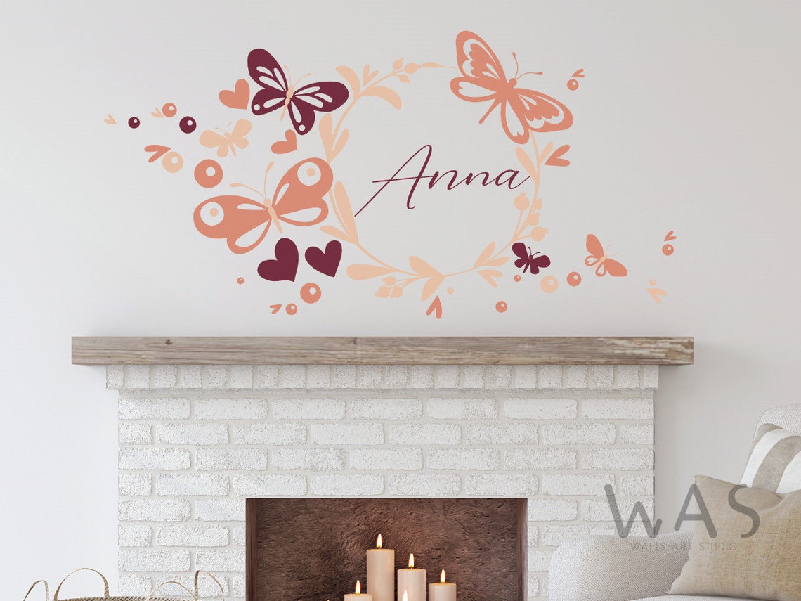 Girl's Name Wall Decor custom Name Decals With Flower & | Etsy