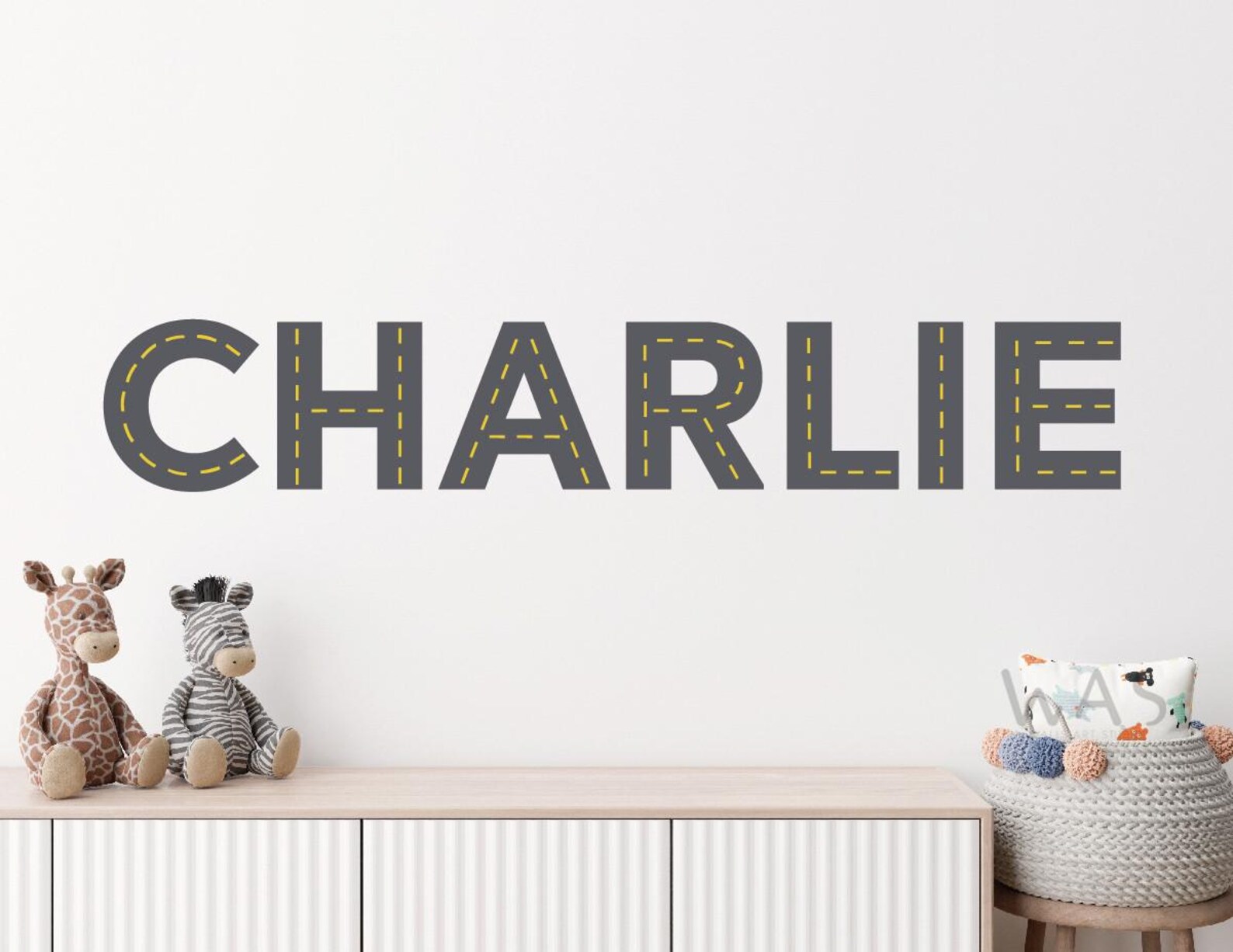 Personalized Road Style Name Wall Decals, Construction Road Name Wall ...