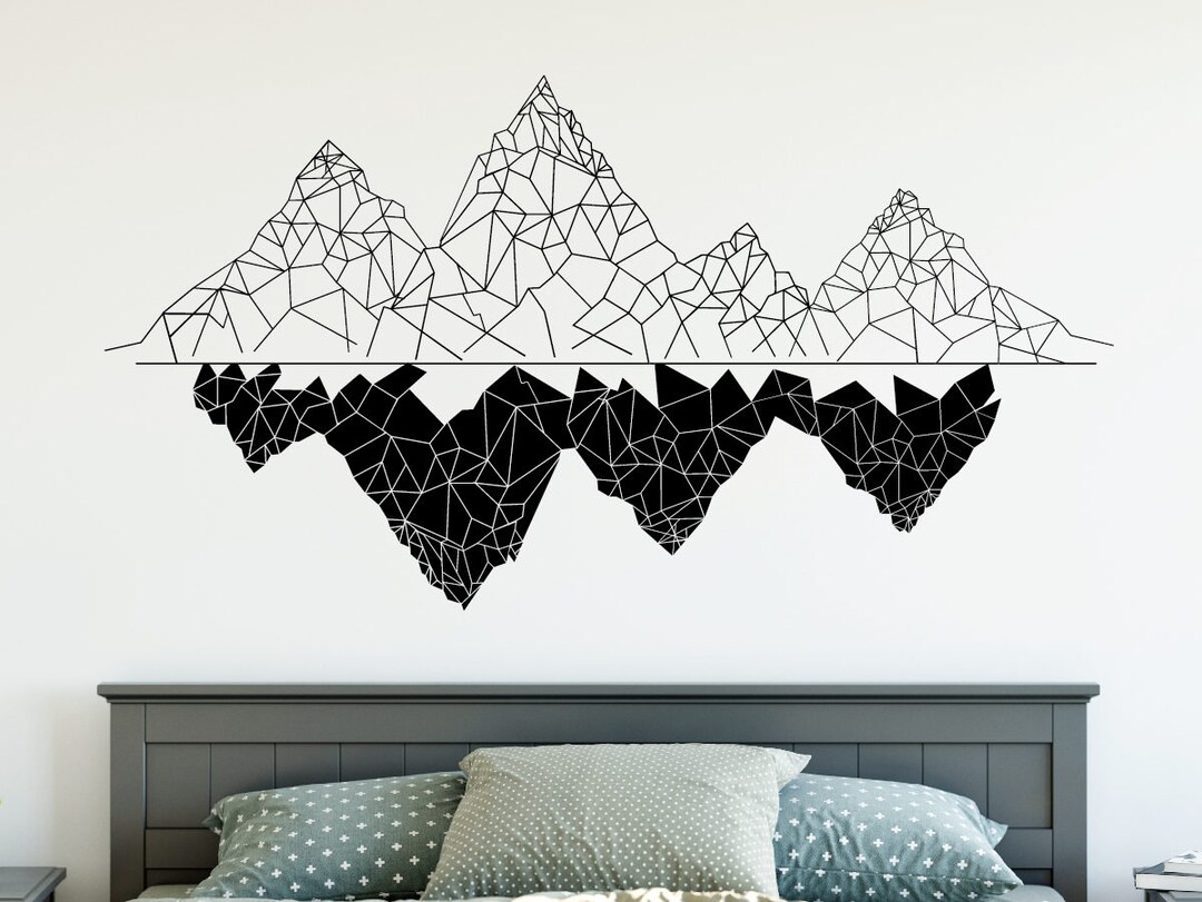 Geometric Mountain Groups Wall Decal,mountain Reflection Home Wall ...