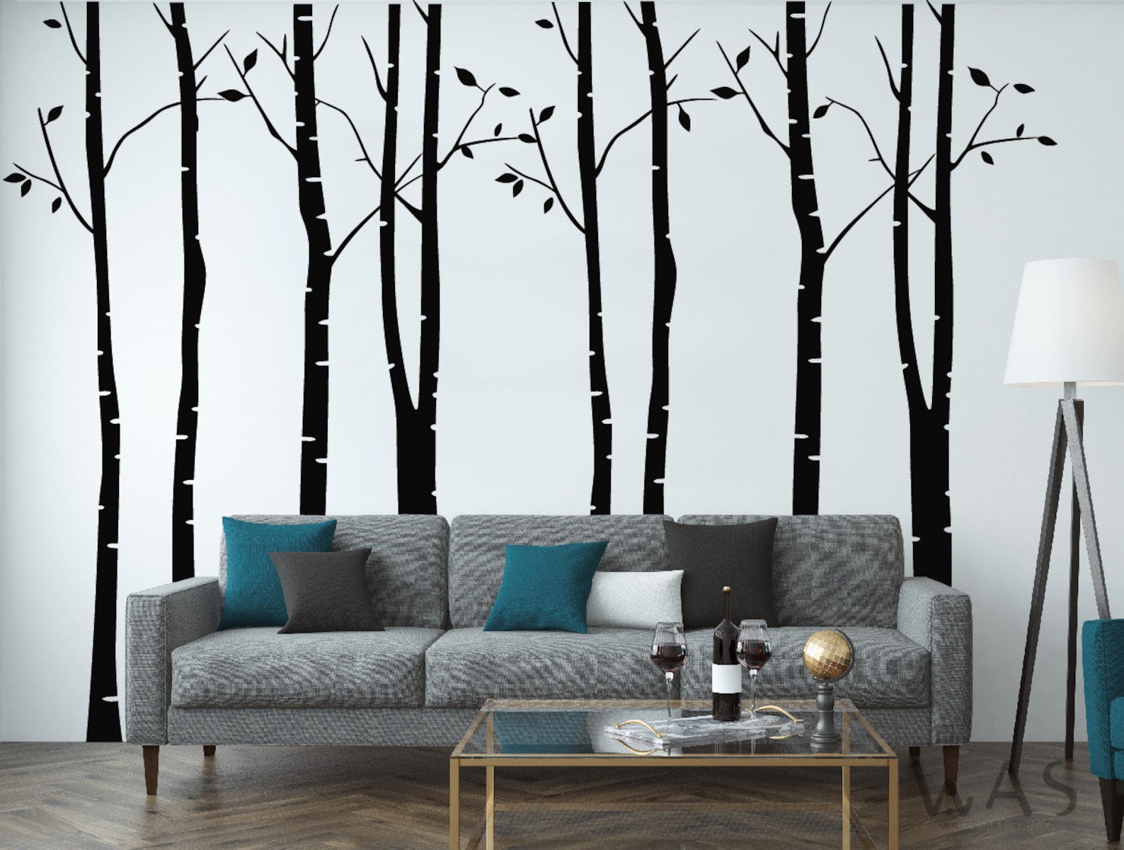 Birch Tree Wall Decal Nursery Forest Vinyl Sticker Removable, White ...