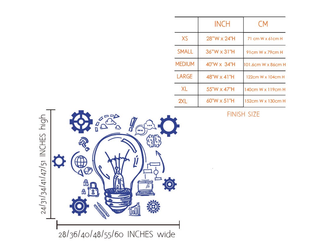 Lightbulb Inspire Words Business Office Art Decor Stickers - Etsy