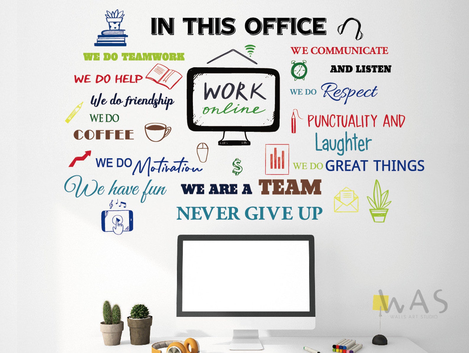 In This Office Inspirational Wall Decals, Office Wall Decor, Positive ...