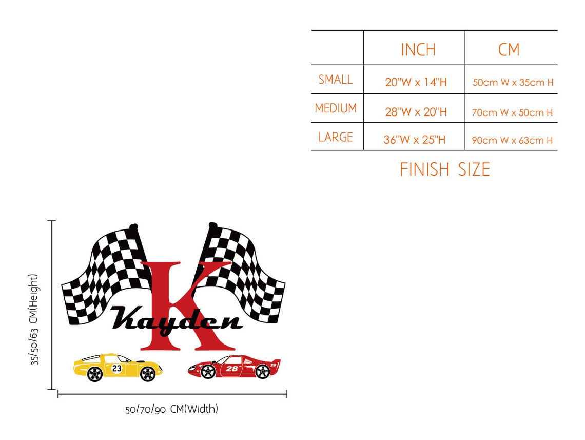 Custom Racing Name Wall Decal for Boysspeedy Race Flag Wall | Etsy