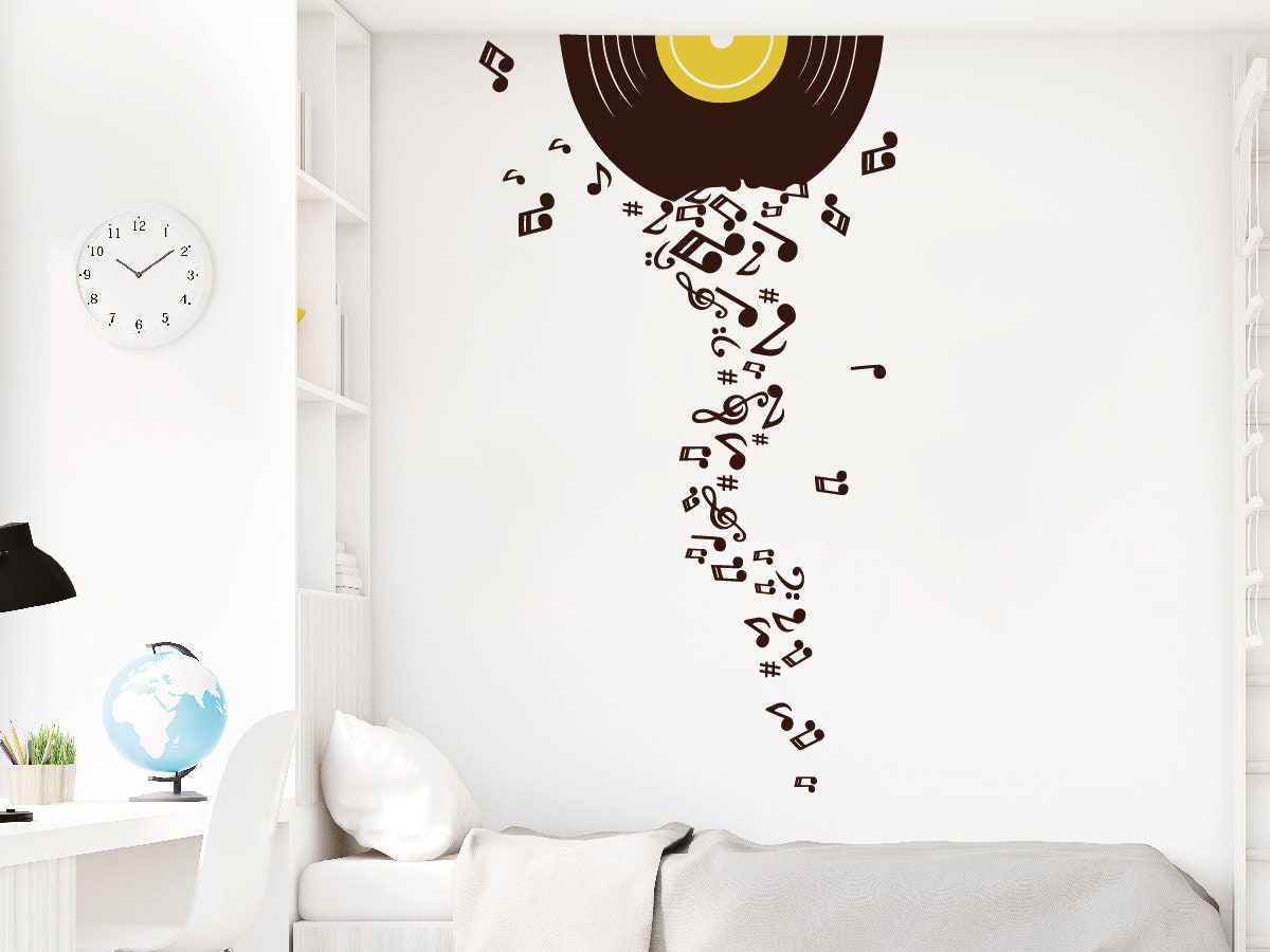 Musical Notation With Disc Wall Decals Musical Mark Vinyl Wall | Etsy