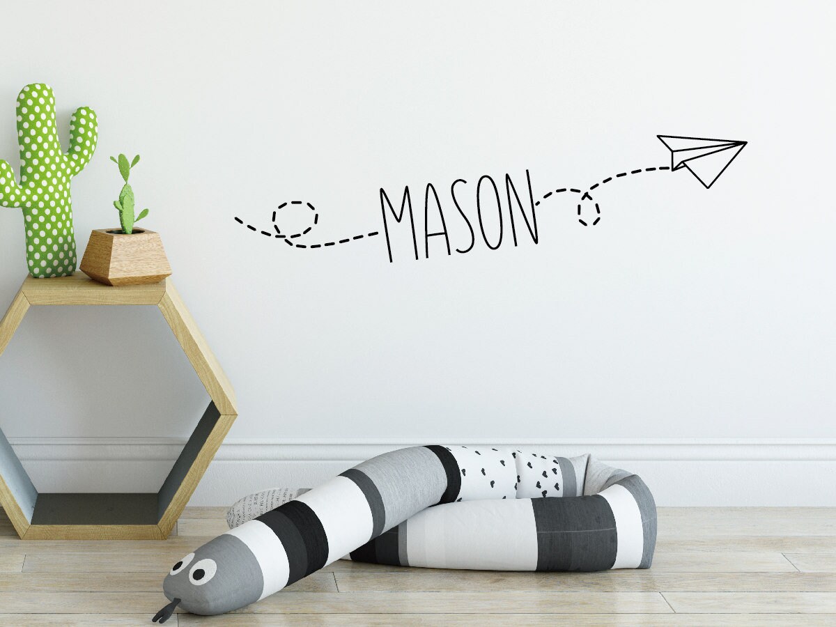Flying Paper Airplane Wall Sticker With Personalized Name | Etsy