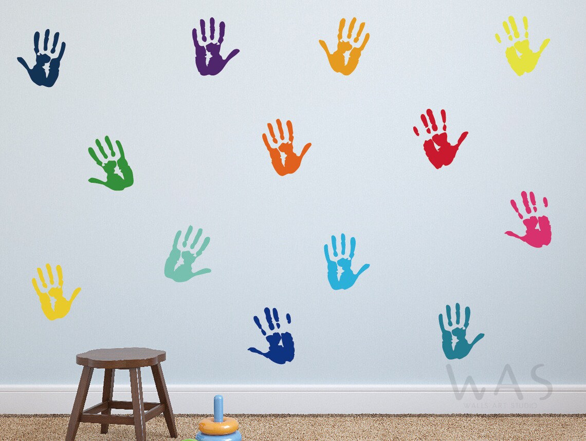 20 Pcs Colorful Handprint Decal Stickers for Classroom Wall - Etsy