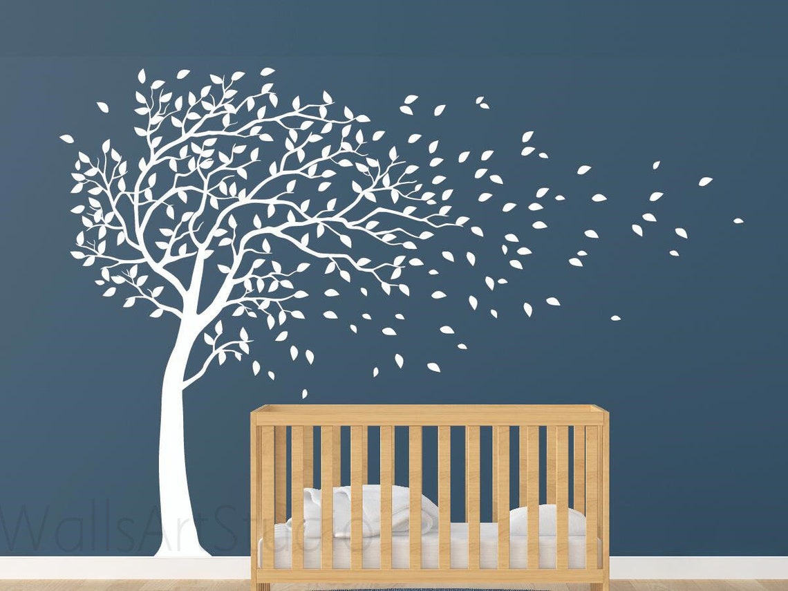 White Tree Wall Decal Large Tree Wall Decal Girls Room Etsy