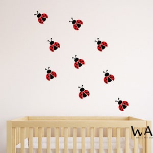 Ladybug Wall Decals, 9pcs in 1 Set , Ladybug Wall Sticker , Nursery ...