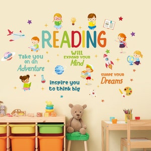 Reading Wall Stickers Educational Kids Wall Decals Classroom Decals ...