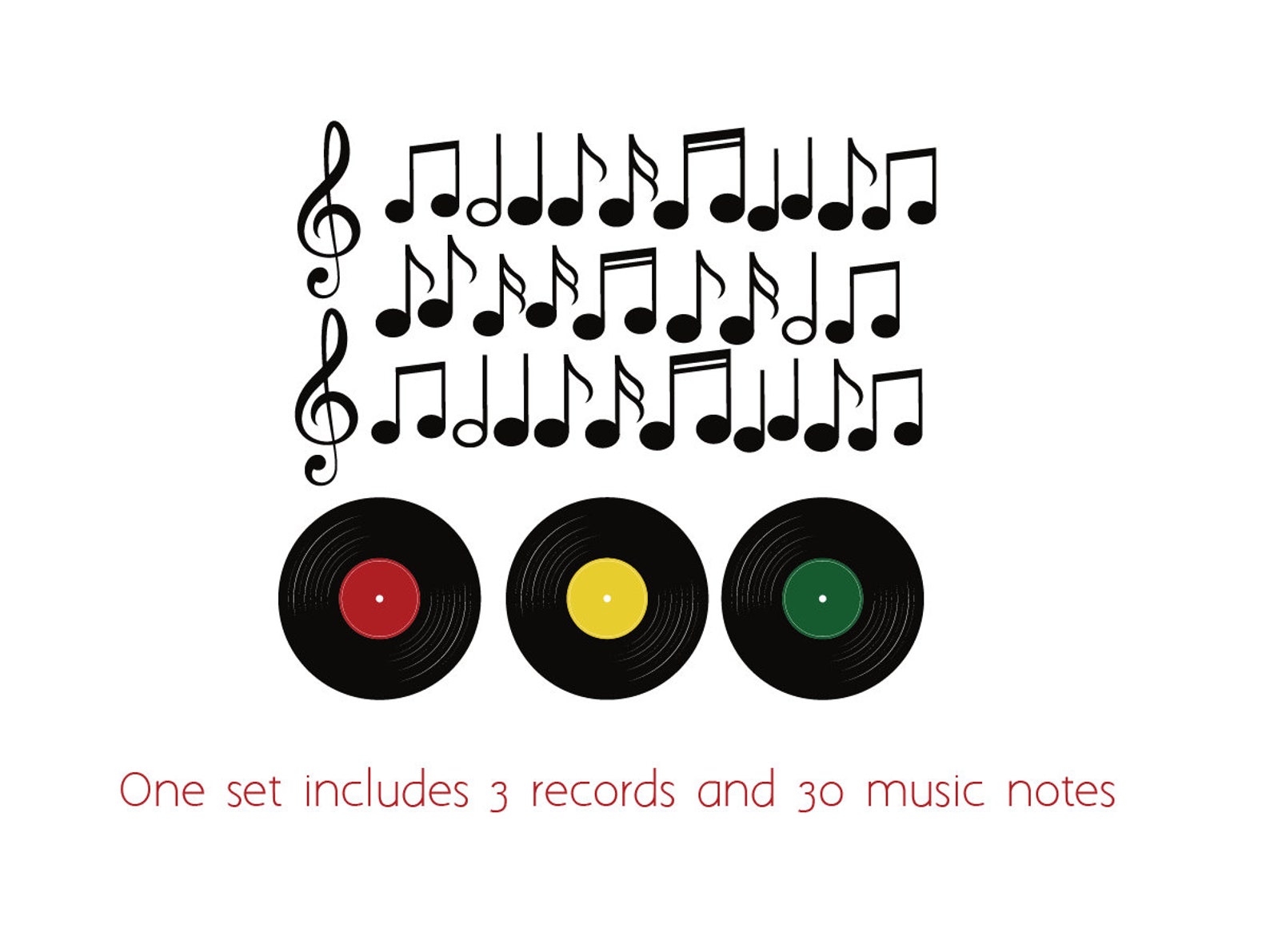 Music Record Disk Wall Decals, Vinyl Music Party Records for Retro ...