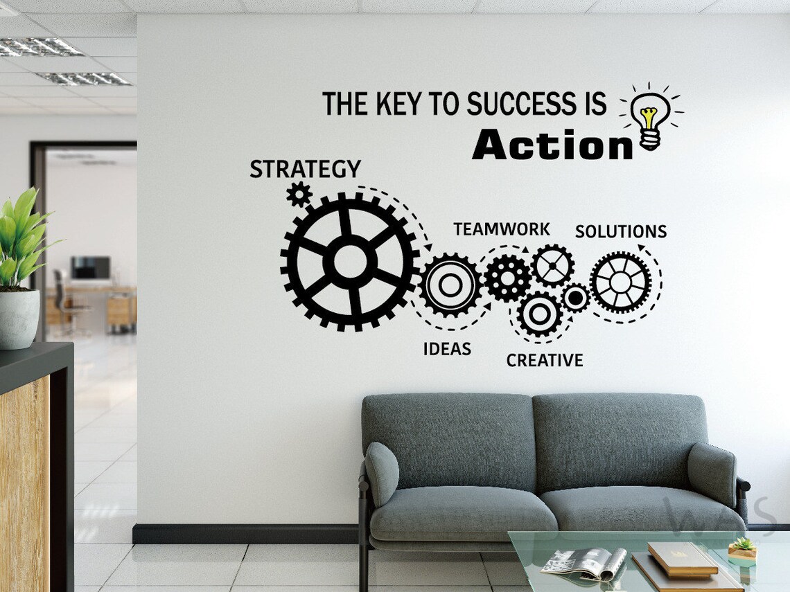 Teamwork Gears Vinyl Wall Decal Office Space Decor Interior Stickers ...