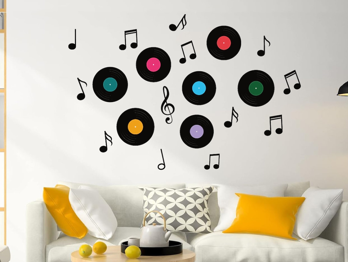 Music Record Disk Wall Decals, Vinyl Music Party Records for Retro ...