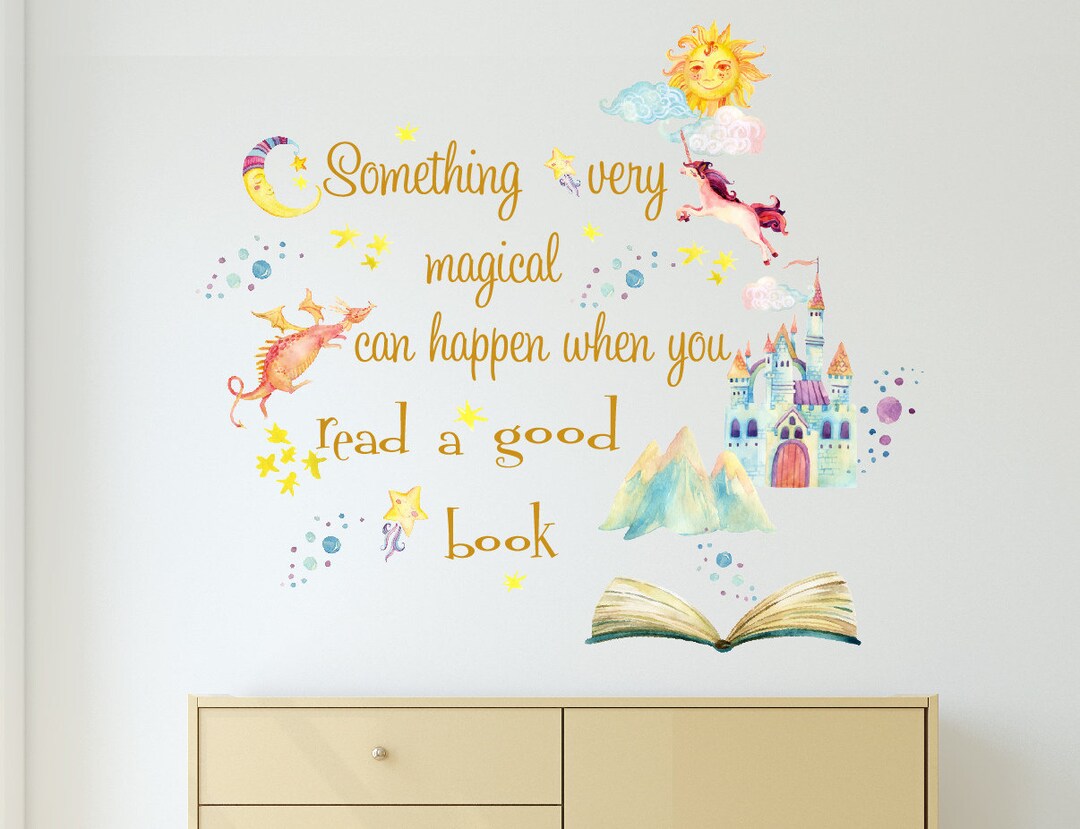 Fairytale Theme Reading Book Wall Sticker Something Very Magical Can ...