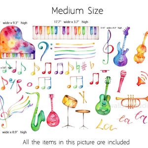 Watercolor Music Wall Sticker,peel Stick Musical Instrument Note ...