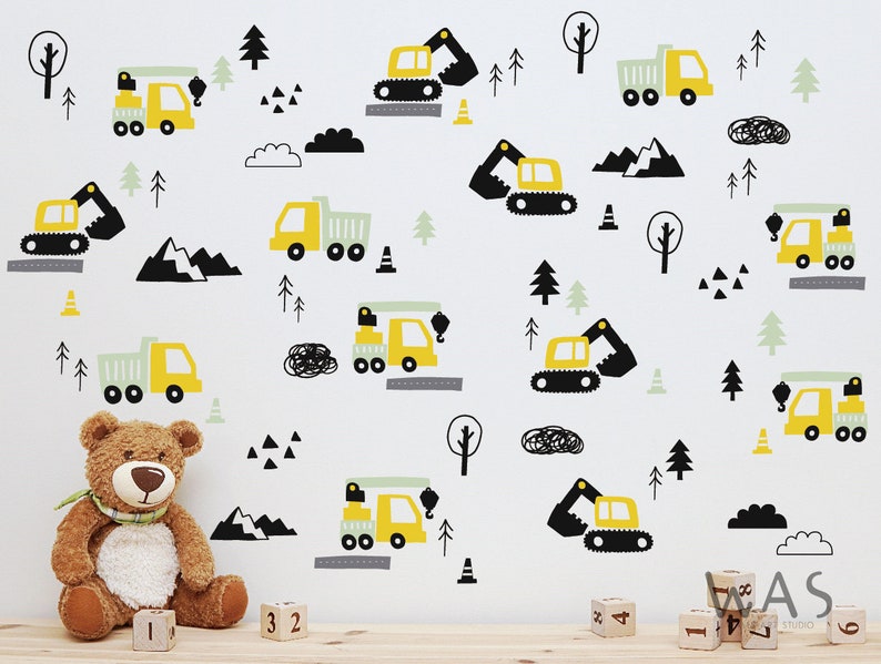Construction Wall Stickertransportation Truck Digger | Etsy