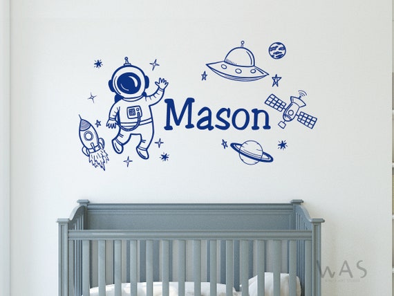 Custom Name With Astronaut Vinyl Wall Stickers for Kids Room - Etsy