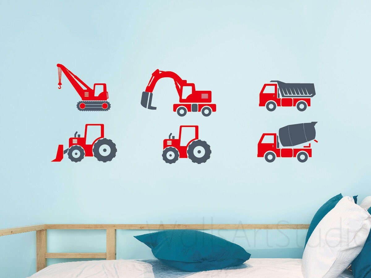 6 Pcs Set Trucks Decal Construction Trucks Decals excavator | Etsy