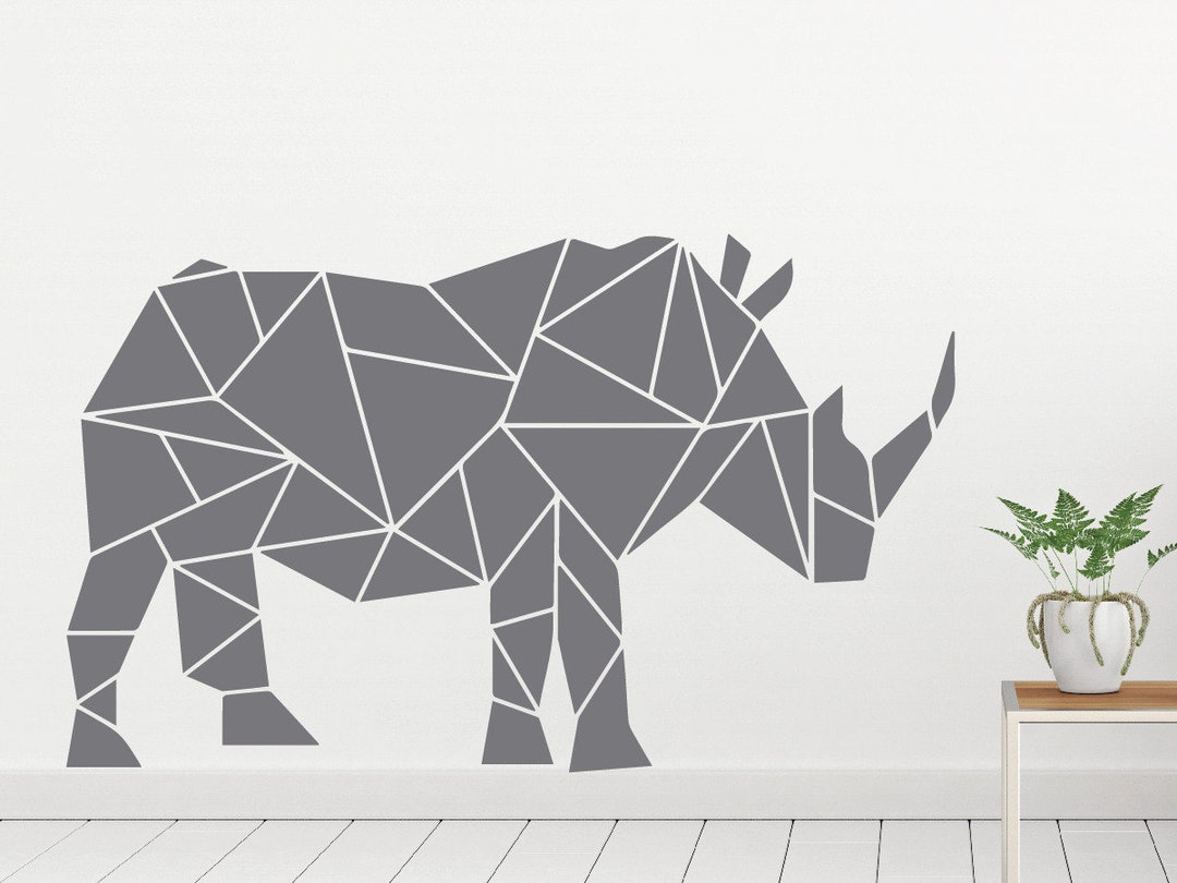 Geometric Rhinoceros Wall Decals,trigangle Rhinoceros Family Nursery ...