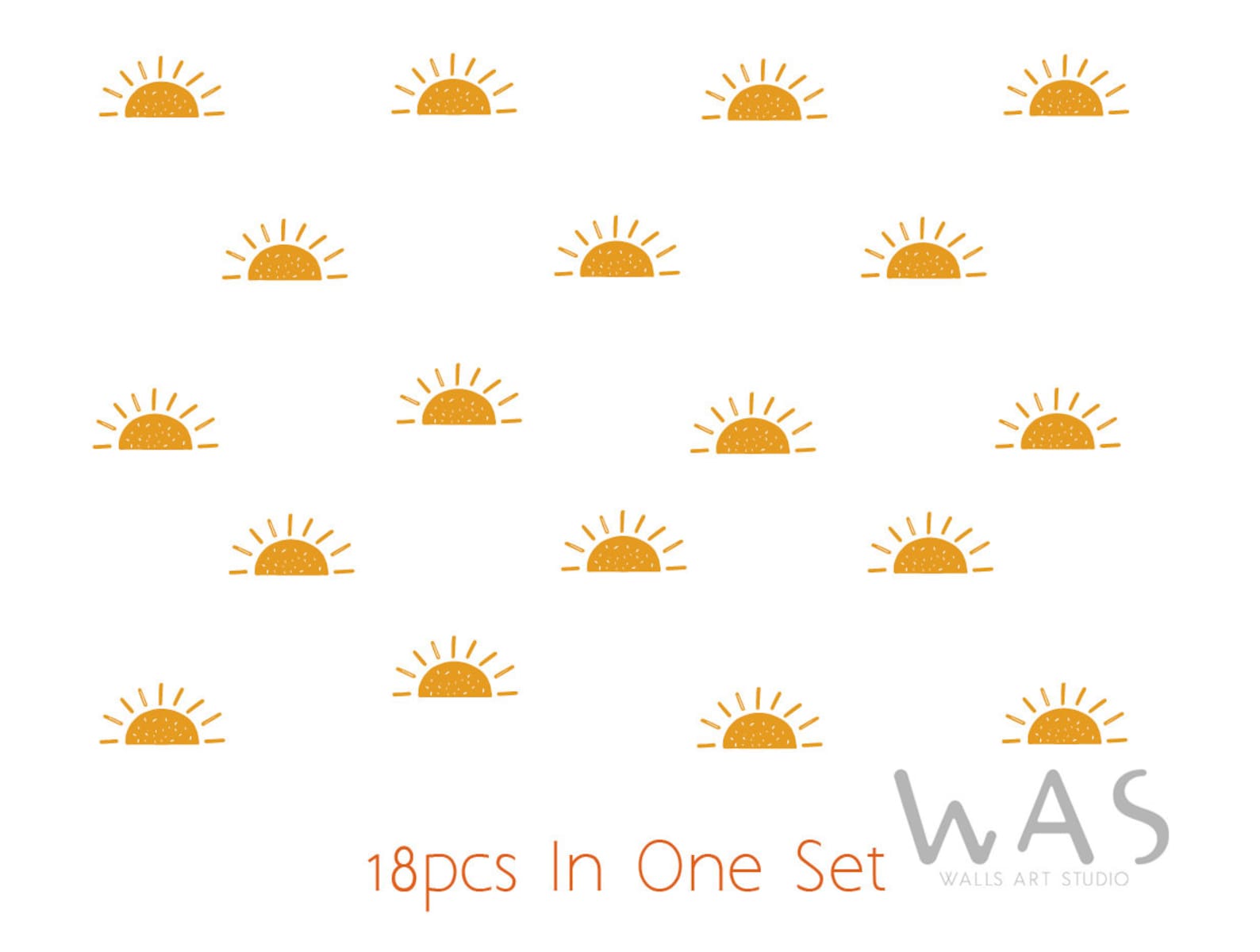 Sun Pattern Wall Decal Half Sun Style Wall Stickernursery - Etsy