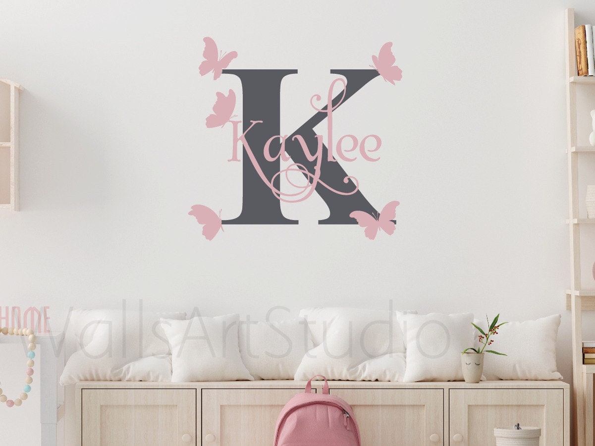 Butterfly With Name Wall Decal, Personalized Name Wall Sticker ...