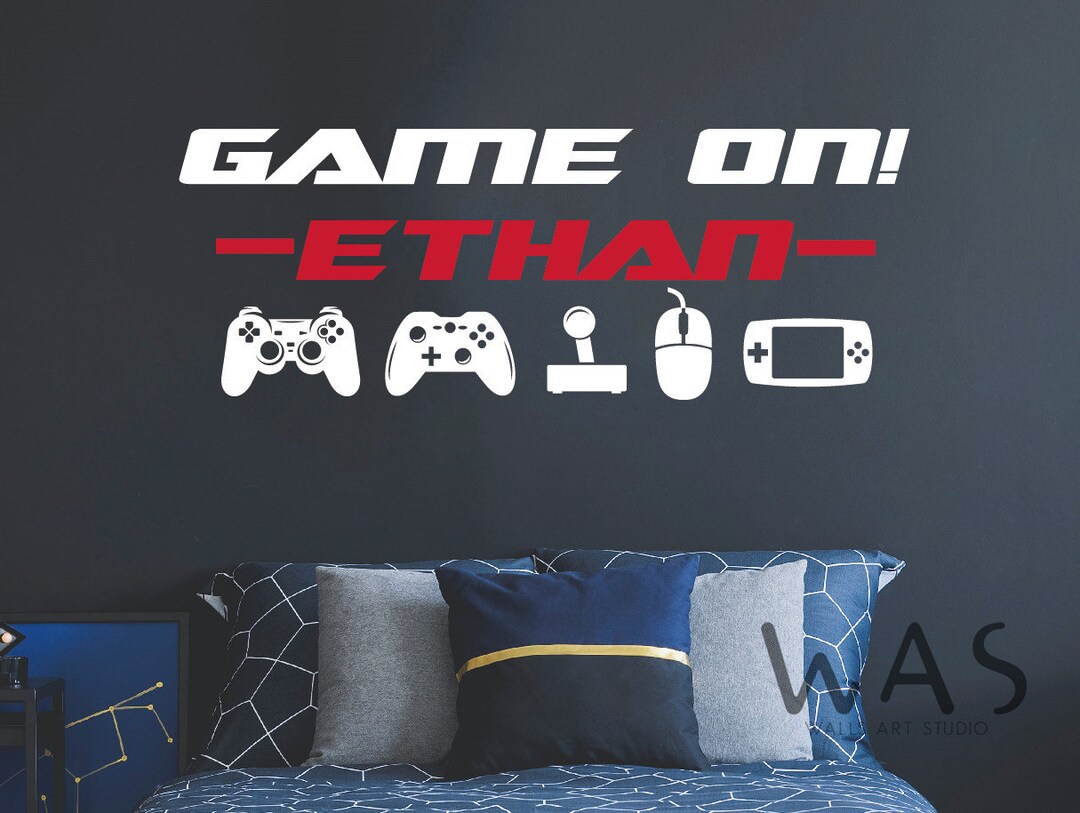 Personalized Boy Name Gamer Wall Vinyl Decal, Video Game Wall Decal ...