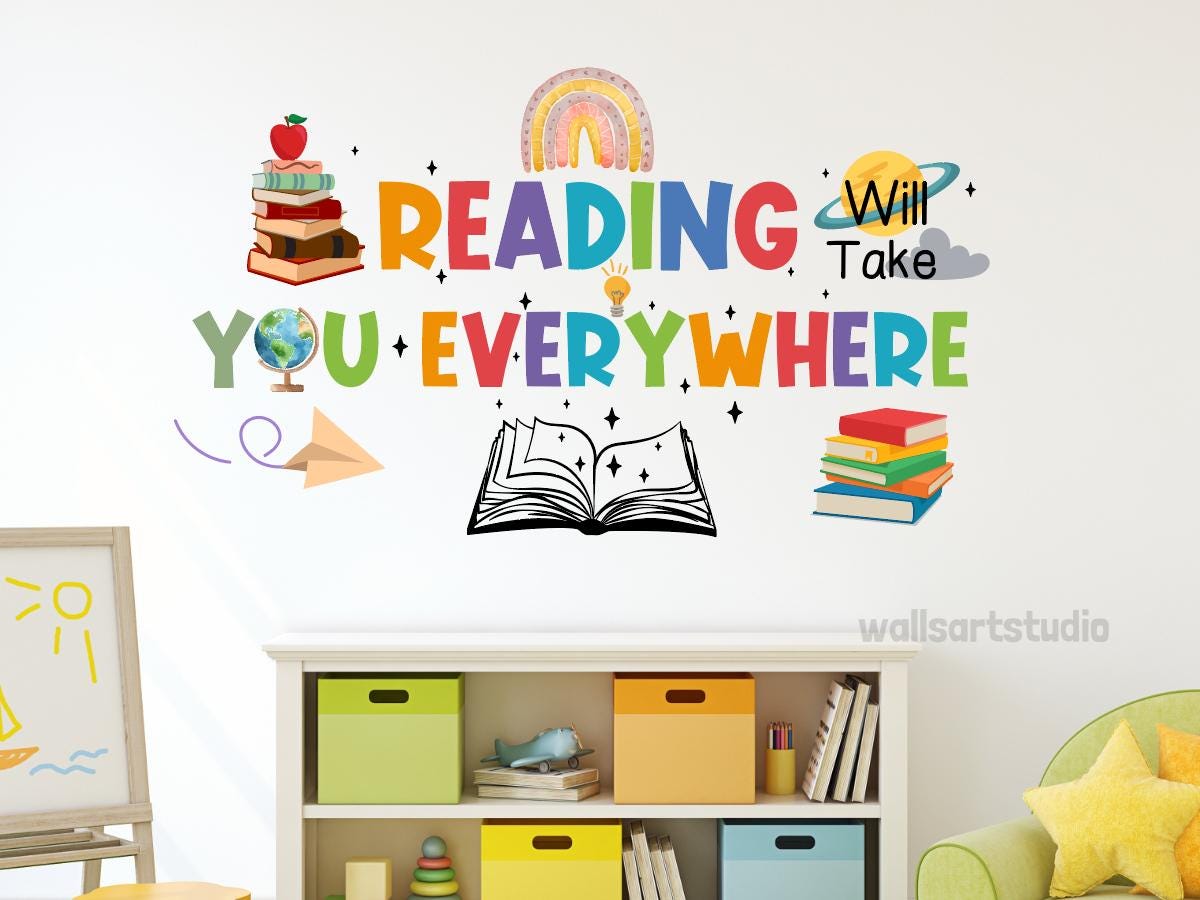 Reading Will Take You Everywhere Wall Stickers Inspirational Quote ...