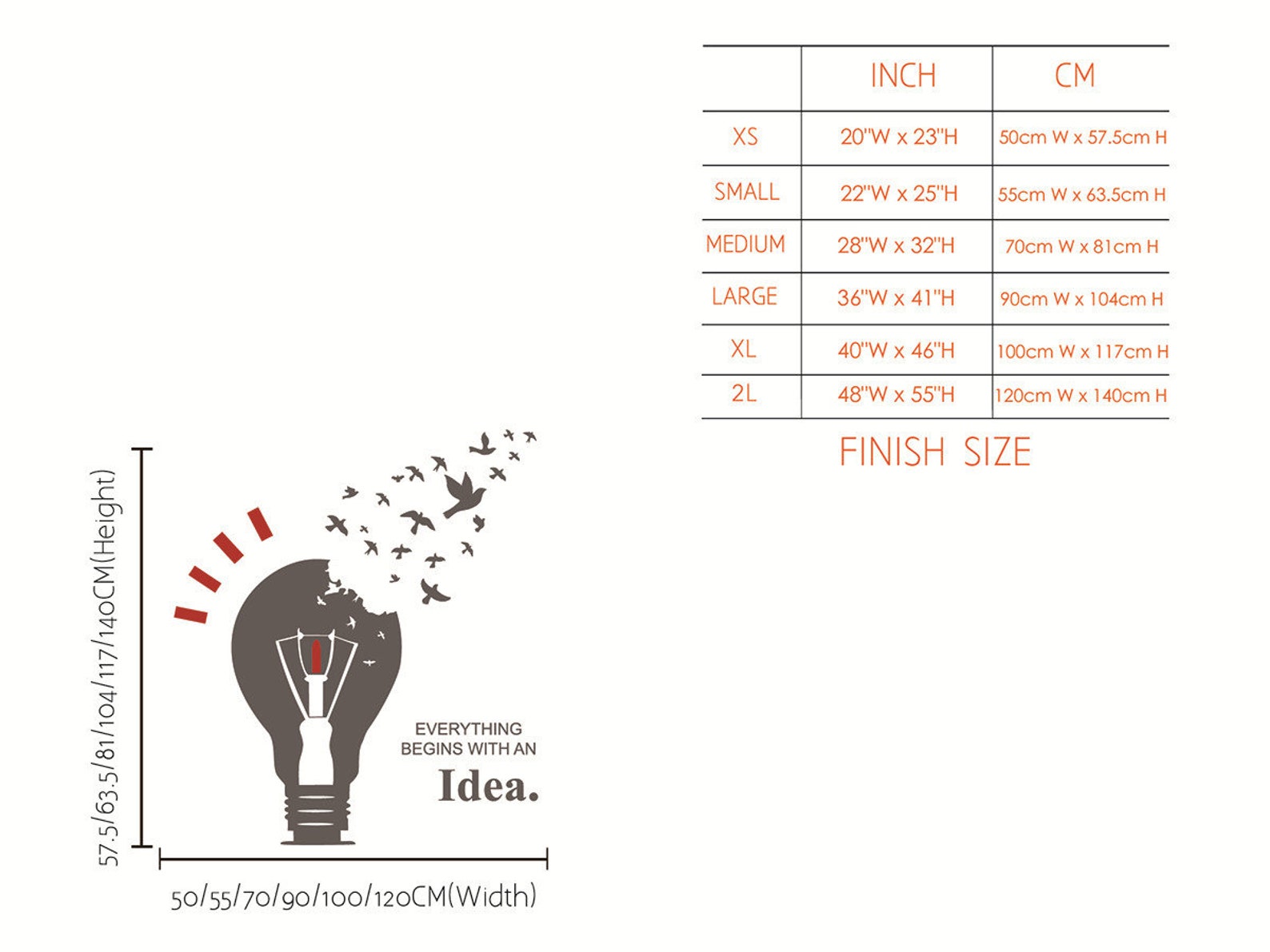 Bulb Style With Quotes Everything Begins With an Idea Wall - Etsy UK