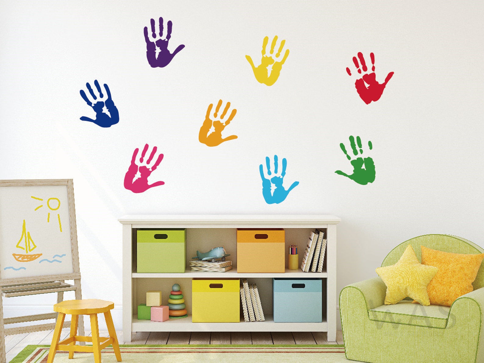 20 Pcs Colorful Handprint Decal Stickers for Classroom Wall - Etsy