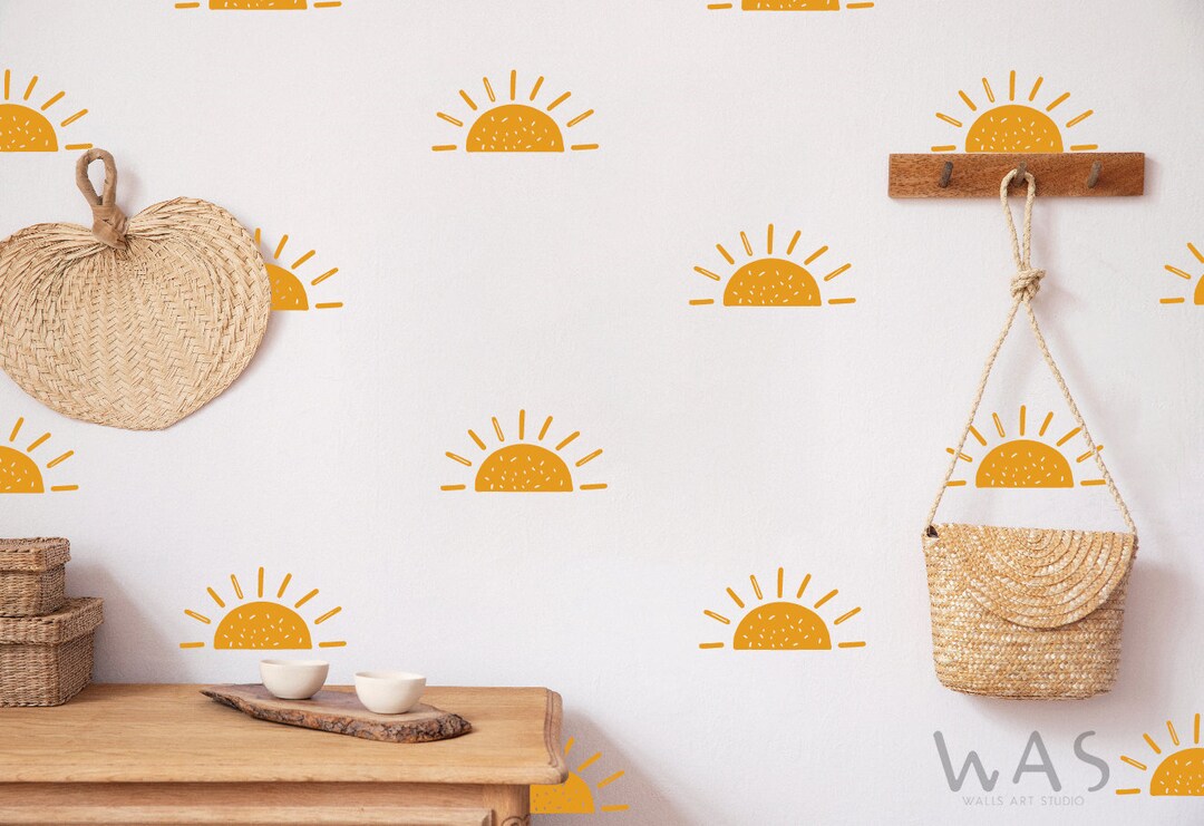 Sun Pattern Wall Decal, Half Sun Style Wall Sticker,nursery Wall ...