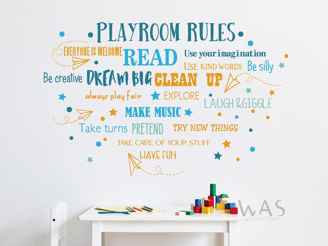 Playroom Rules,dream Big Be Creative Read Sayings Wall Decals Stickers ...