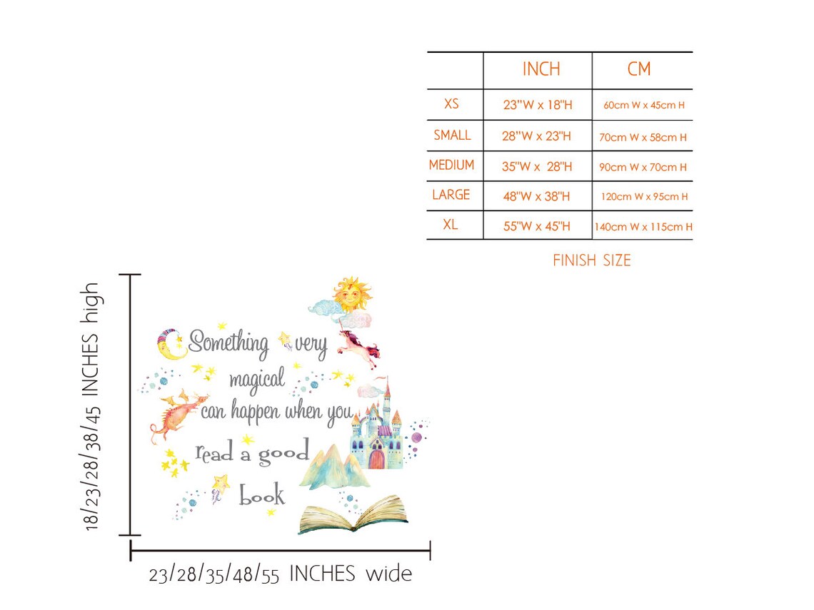 Fairytale Theme Reading Book Wall Sticker Something Very Magical Can ...