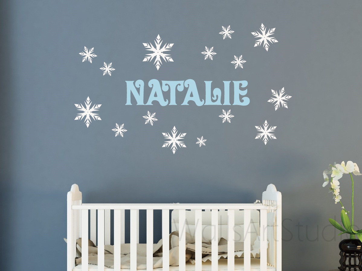 Snowflakes Decals Name With Frozen Style Wall Decal Let It - Etsy