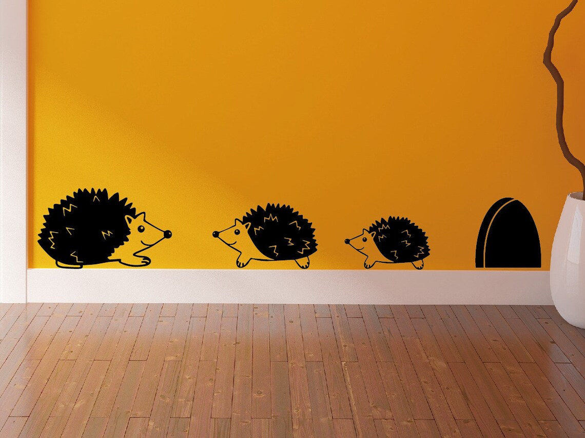 Hedgehog Vinyl Decal, Animal Wall Decal, Cute Hedgehog Wall Decals ...