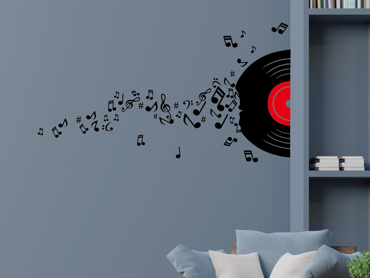 Musical Notation With Disc Wall Decals Musical Mark Vinyl Wall | Etsy