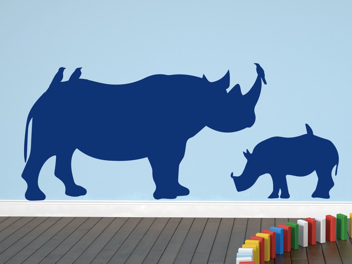 Rhinoceros Wall Decals Animal Wall Decor Rhinoceros Family | Etsy