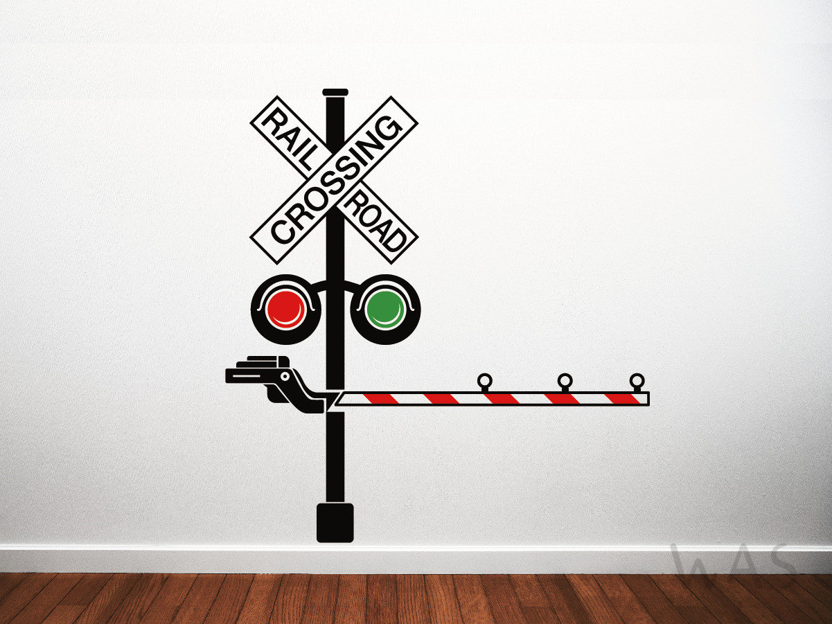 Railroad Train Crossing Lights Wall Decal - Children Kids Nursery Wall ...