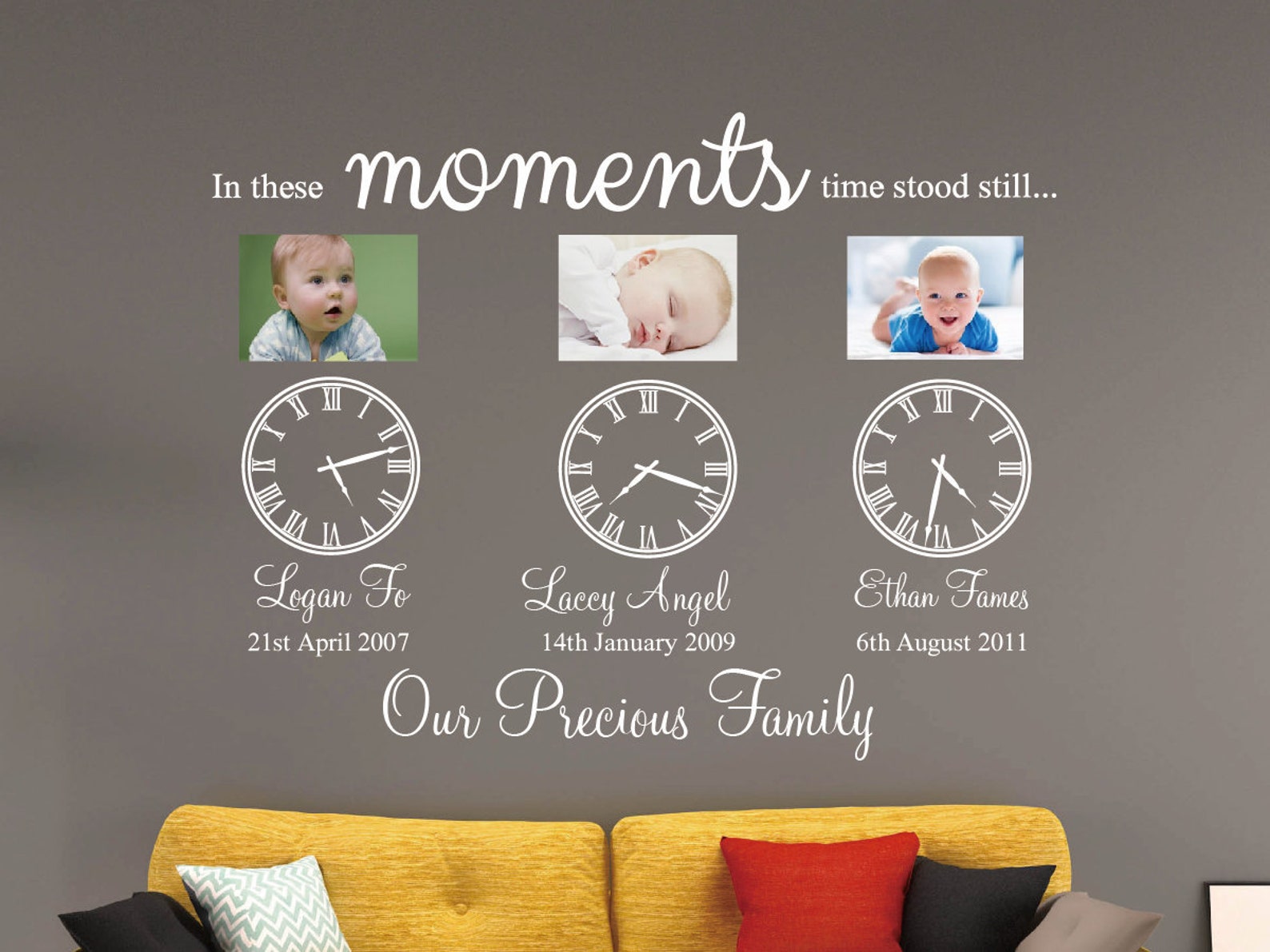 In These Moments Time Stood Still Vinyl Wall Sticker With Clock Wall ...