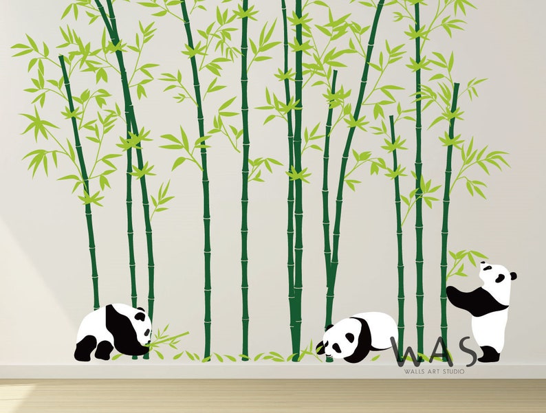 Panda Tree Wall Decals Panda Wall Decals and Bamboo - Etsy