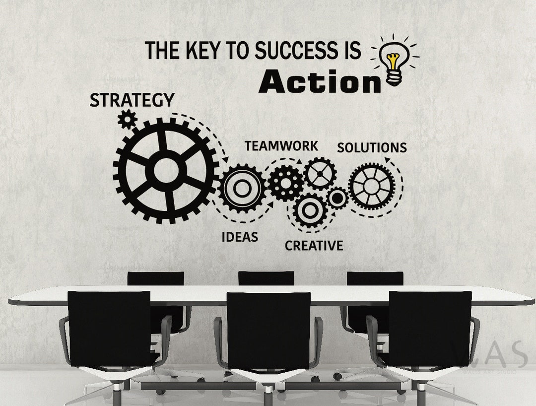 Teamwork Gears Vinyl Wall Decal Office Space Decor Interior Stickers ...
