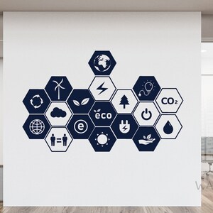 Green Geometric Wall Decals, ECO Sustainability Concept Wall Stickers ...
