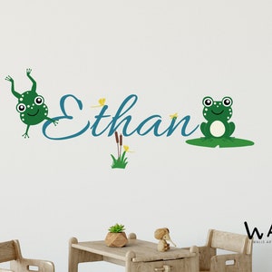 Personlized Name With Cute Frog Decals Wall Stickers Jumping Frogs With ...