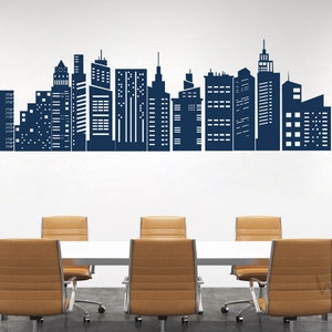 City Skyline Wall Decal,large City Decal,city Vinyl Wall Sticker ...