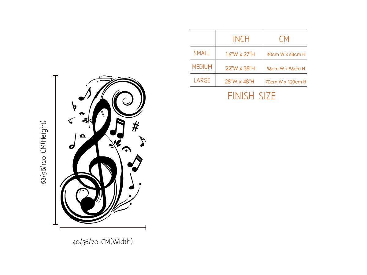 Musical Notation Wall Decals Musical Mark Vinyl Wall Sticker DJ Wall ...