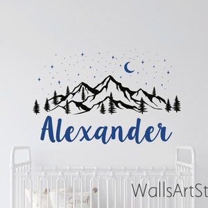 Mountain With Name Decal, Mountains Wall Sticker,home Decor for Kids ...